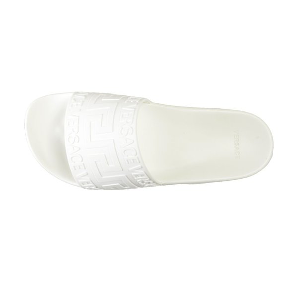 Versace | Shoes | Versace Mens White Greca Print Embossed Pool Slide ...